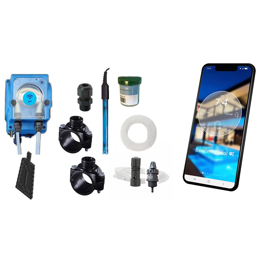 WiFiPOOL pH+/- peristaltic pump (complete kit) - pool up to 150m³ ...